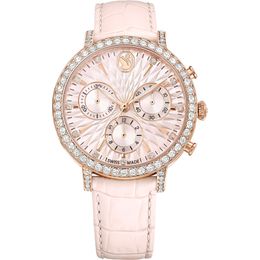 Chronograph Swarovski "MATRIX CHRONO", rosa, Armbanduhren, Damen, Chronograph, Quarzuhr, Armbanduhr, Damenuhr, Swiss Made, Lederarmband, analog