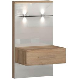 Nachtkonsole OTTO HOME "Gala, beige hochgl&auml;nzend UV lackiert und melaminbeschichtet, kratzfest", beige (beige, pacific walnut), B:56cm H:100cm T:47cm, MDF, Spanplatte, Sideboards, Nachtkonsole, mit Beleuchtung,wahlweise rechte oder linke Bedienung,FSC-zertifiziert