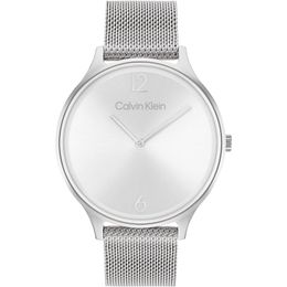 Quarzuhr Calvin Klein "TIMELESS 2H", silber (silberfarben), Armbanduhren, Damen, Quarzuhr, Armbanduhr, Damenuhr, Mineralglas, Edelstahlarmband