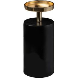 Kerzenhalter OTTO HOME "Stumpenkerzenhalter Azlynn", gold (schwarz, goldfarben), H:21cm &Oslash;:9cm, Aluminium, Kerzenhalter, Kerzenhalter, aus Aluminium, mit goldfarbenen Akzenten