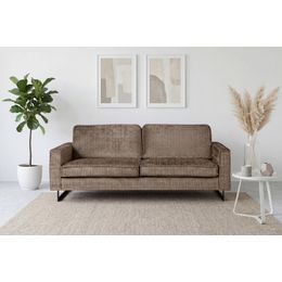 3-Sitzer Home Affaire, B:206cm H:85cm T:97cmbraun, 100% Polyester, Sofas, "Pinto, 206 cm, Cord, Chenille, Lederoptik", mit Keder, schwarze