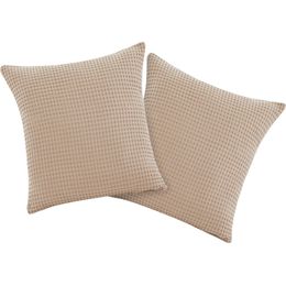 Kissenbezug OTTO HOME "Greta", beige, B:50cm L:50cm, Baumwolle, Obermaterial: 100% Baumwolle, Kissenbez&uuml;ge, Kissenbezug, in Waffelpiqu&eacute; Optik, in vielen Farben erh&auml;ltlich, Bezug in 50x50 cm