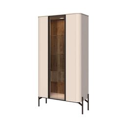 Vitrine OTTO HOME "Rondo, Showcase, Parsol-Sicherheitsglas, integrierte LED-Beleuchtung", cashmere farbe, B:94cm H:180cm T:40cm, Glas, MDF, Metall, Spanplatte, Schr&auml;nke, Vitrine, UV lackiert, Soft Close Funktion, Metallrahmen als Basis des Elements