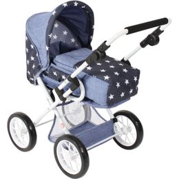 Bayer Chic 2000 Kombi-Puppenwagen CHIC2000 "Leni", blau (sternchen), Puppenwagen, KinderB:37cm H:68cm T:64cm, Kunststoff, Metall, Stoff, mit herausnehmbarer Tragetasche, B:37cm H:68cm T:64cm