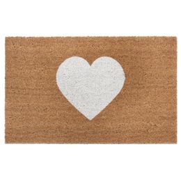 Fu&szlig;matte Hanse Home "Mix Mats Kokos Heart, T&uuml;rmatte", braun (braun, wei&szlig;), B:75cm H:15mm L:45cm, Kokos, Teppiche, Fu&szlig;matte, Kokos, Schmutzfangmatte, Outdoor, Rutschfest, Innen, Kokosmatte, Flur