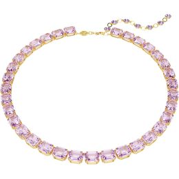 Collier Swarovski "Schmuck Geschenk Millenia Tennis Halskette", bunt (gelbgoldfarben, lila), Halsketten, Damen, Metall, L: 43 B: 8mm, Collier, mit Swarovski Kristall, B:8mm