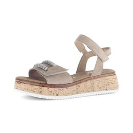Plateausandaletten Gabor "Plateau Sandale Rauleder", Damen, Gr. 38,5, beige, Schuhe