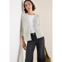 Cardigan Cecil, Damen, Gr. XXL (46), metal grau melange, Strick, Obermaterial: 58% Baumwolle, 24% Polyacryl, 10% Nylon, 8% Polyester, meliert, normal h&uuml;ftbedeckend, V-Ausschnitt, Strickjacken, Chunky Strickjacke mit Knopfleiste