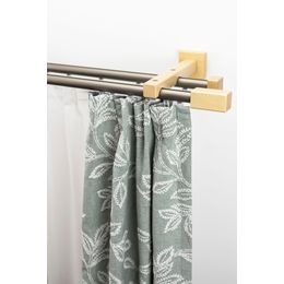 Gardinenschiene Garesa "Cubus, Quader Innenlauf", beige (natur, chromfarben), L:240cm, Gardinenstangen, Gardinenschiene, Innenlauf-Vorhanggarnitur, verl&auml;ngerbar, Holz-Aluminium