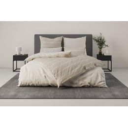 Bettw&auml;sche OTTO HOME "Katja", taupe, B/L: 135cm x 200cm, 1 Stk., 1 Stk., Linon, B/L: 40cm x 80cm, 2 Stk., Linon, Obermaterial: 100% Baumwolle, Bettw&auml;sche, Bettw&auml;sche, Bettw&auml;sche aus Baumwolle, Bettw&auml;sche mit Streifen-Design, Wendeoptik