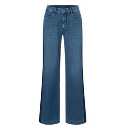 Weite Jeans MAC "PURE galloon", Damen, Gr. 42, L&auml;nge 32, blau (soft navy blau), Denim/Jeans, Obermaterial: 98% Baumwolle, 2% Elasthan, unifarben, weit kn&ouml;chellang, Jeans, im Five-Pocket Style