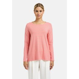 Rundhalsshirt Milano Italy, Damen, Gr. M, rot, Single Jersey, Material: 75% Viskose, 20% Polyester, 5% Elasthan, gestreift, regular fit normal, Rundhals, eingesetzt gerader Abschluss, Shirts Rundhalsshirt, mit Seitenschlitze