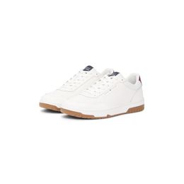 Sneaker Tommy Hilfiger "BASKET CORE LITE LTH BLOCK", Herren, Gr. 43, wei&szlig;, rot, blau, Leder, Lederimitat, Textil, Schuhe Sneaker, Freizeitschuh, Halbschuh, Schn&uuml;rschuh mit seitlicher Logoverzierung