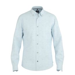 Langarmhemd OLYMP, Herren, Gr. XL, N-Gr, hellblau, Hemden, Casual, Button-down-Kragen, regular fit, Leinen