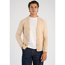 Strickjacke LINDBERGH "LINDBERGH Cardigan", Herren, Gr. M, lt sand mel, Obermaterial: 80% Lammwolle, 20% Nylon, Strickjacken Strickjacke