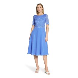 Cocktailkleid Vera Mont "Damen mit Spitze", Damen, Gr. 42, Normalgr&ouml;&szlig;en, paris blau, Obermaterial: 100% Polyester; Futter: 100% Polyester, ausgestellt kurz, Rundhals, Kleider, Spitze