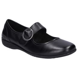 Riemchenballerina Josef Seibel "Fenja 18", Damen, Gr. 37, schwarz, Kalbsleder, Schuhe Riemchenballerina, Spangenschuh, Festtagsschuh, Komfortschuh mit modischer Schnalle