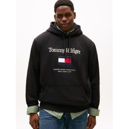 Tommy Hilfiger Big & Tall Hoodie "BT-TOMMY EMBRO FLAG", Herren, Gr. 4XL, schwarz, Sweatware, Obermaterial: 64% Baumwolle, 36% Polyester, TOMMY HILFIGER BIG & TALL, regular fit normal, Rippb&uuml;ndchen, Sweatshirts Hoodie, Gro&szlig;e Gr&ouml;&szlig;en