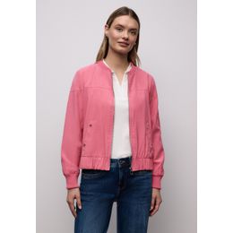 Blouson Street One, Damen, Gr. 44, desert berry, Stoff, Obermaterial: 87% Viskose, 13% Polyester; Futter: 65% Polyester, 35% Baumwolle, unifarben, comfort fit normal, V-Ausschnitt, normaler Saum, Jacken Blouson, mit Rundhalsausschnitt
