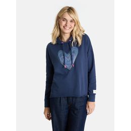 LIEBLINGSST&Uuml;CK Kapuzensweatshirt LIEBLINGSST&Uuml;CK "CyrenaL", Damen, Gr. M, navy, Sweatware, Obermaterial: 100% Baumwolle, bedruckt, bestickt, unifarben, h&uuml;ftlang, hoch geschlossener Ausschnitt, Rippb&uuml;ndchen, Sweatshirts, aus reiner Baumwolle
