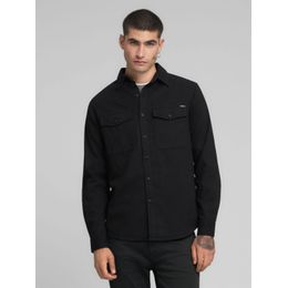 Langarmhemd Replay, Herren, Gr. XL, N-Gr, schwarz, Twill, Obermaterial: 100% Baumwolle, unifarben, regular fit, mit Knopf,&Auml;rmel mit &Auml;rmelschlitz angesetztes B&uuml;ndchen, Hemden