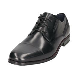 Schn&uuml;rschuh Bugatti, Herren, Gr. 40, schwarz, Leder, Schuhe Schn&uuml;rschuh, Halbschuh, Business-Schn&uuml;rer, Anzugschuh mit seitlichem Logoschriftzug