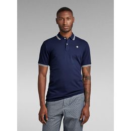 G-Star Raw Poloshirt G-STAR "Dunda Slim Stripe Poloshirt", Herren, Gr. L, sartho blau, Obermaterial: 95% Baumwolle, 5% Elasthan, Shirts