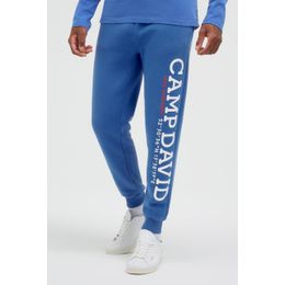 Sporthose CAMP DAVID, Herren, Gr. 3XL, Normalgr&ouml;&szlig;en, true blau, Material: 65% Baumwolle, 35% Polyester, bedruckt, relaxed fit lang, Hosen Sporthose, mit Elastikbund und Kordel