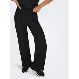 Loungehose Only Play "ONPSEREN HW RIB STR PNT NOOS", Damen, Gr. S (36), N-Gr, schwarz, Jersey, Obermaterial: 65% Polyester, 30% Viskose, 5% Elasthan, unifarben, loose fit normal, Hosen Loungehose