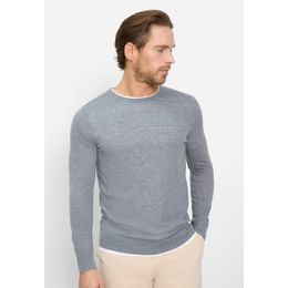 Strickpullover OLYMP "OLYMP Casual Strick", Herren, Gr. M, silbergrau, 85% Schurwolle, 15% Seide, Pullover Strickpullover