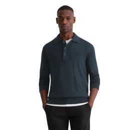 Marc O'Polo Polokragenpullover MARC O'POLO "regular fit aus Bio-Baumwoll-Boucl&eacute;", Herren, Gr. M, schwarz navy, Strick, Obermaterial: 94% Baumwolle, 6% Polyester, regular fit normal, B&uuml;ndchen, Pullover