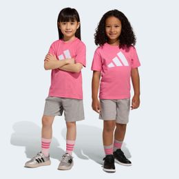 Trainingsanzug adidas Sportswear "LK BL T-SET 160", Jungen, Gr. 104, pnkfus, wei&szlig;, Obermaterial: 100% Baumwolle, Sportanz&uuml;ge Trainingsanzug, f&uuml;r Kinder, zweiteilig, aus Baumwolle