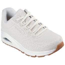 Sneaker Skechers "UNO-KAT-NEATO", Damen, Gr. 35, wei&szlig; (sanftes wei&szlig;), Lederimitat, Schuhe Sneaker, Leo Sneaker, Schn&uuml;rschuh mit Air-Cooled Memory Foam