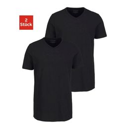 Jack & Jones T-Shirt JACK & JONES "V-Neck", Herren, Gr. L, schwarz, Jersey, Obermaterial: 100% Baumwolle, unifarben, normal, V-Ausschnitt, Shirts T-Shirt