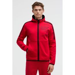 Kapuzensweatjacke CAMP DAVID, Herren, Gr. M, rot, Material: 70% Baumwolle, 30% Polyester, bedruckt, relaxed fit normal, eingesetzt elastischer Bund, Sweatjacken, mit elastischen Saumabschl&uuml;ssen