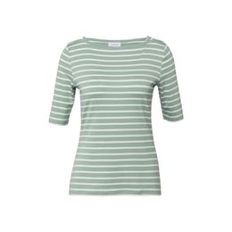 T-Shirt comma, Damen, Gr. 38, mint stripes, Single Jersey, Obermaterial: 92% Viskose, 8% Elasthan, gestreift, tailliert h&uuml;ftbedeckend, U-Boot-Ausschnitt, Shirts T-Shirt, im Streifen-Look