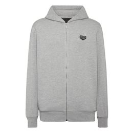 Kapuzensweatjacke Philipp Plein "Iconic Plein", Herren, Gr. XXL, 10, grau, Obermaterial: 100% Baumwolle, Sweatjacken