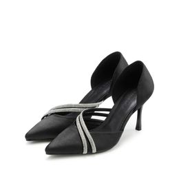 Pumps Lascana "High-Heels", Damen, Gr. 40, schwarz, Obermaterial: 100% Textilmaterial. Decksohle: 100% Lederimitat. Futter: 100% Lederimitat. Laufsohle: 100% Synthetik, leicht gl&auml;nzend, unifarben mit Farbeinsatz, Schuhe Pumps, offener Schuh, Sandale mit sch&ouml;ner Verzierung
