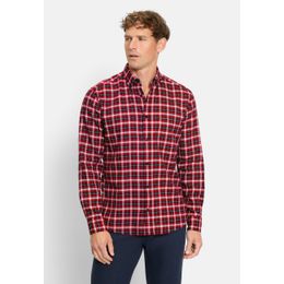 Langarmhemd OLYMP "OLYMP Casual, regular fit, Button-down", Herren, Gr. L, Normaler Arm, rot, 100% Baumwolle, Hemden