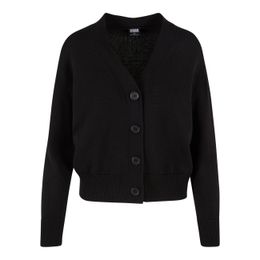 Strickjacke Urban Classics "Urban Classics Damen Ladies Rib Cardigan", Damen, Gr. L, schwarz, 50% Baumwolle, 50% Polyacryl, unifarben, normal, V-Ausschnitt, Strickjacken Strickjacke