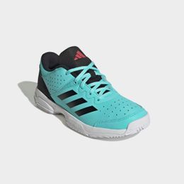Hallenschuh adidas Performance "COURT STABIL", M&auml;dchen, Gr. 37, flash aqua, core schwarz, cloud wei&szlig;, Synthetik, Textil, Schuhe Hallenschuh, geeignet f&uuml;r jeden Hallensport, f&uuml;r Kinder & Jugendliche
