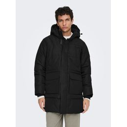 Only & Sons Parka ONLY & SONS "ONSCAM PARKA OTW", Herren, Gr. XXL, schwarz, Web, Obermaterial: 100% Polyester, unifarben, Windstopperb&uuml;ndchen, Jacken Parka