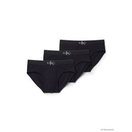 Slip "HIP BRIEF 3PK", Herren, Gr. M (50), schwarz, schwarz, schwarz, Jersey, Obermaterial: 95% Baumwolle, 5% Elasthan, Calvin Klein Underwear, unifarben, k&ouml;rpernah, Unterhosen Slip, K&ouml;rpernahe Passform