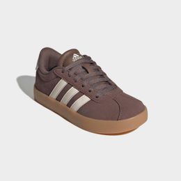 Sneaker adidas Sportswear "VL COURT 3.0", M&auml;dchen, Gr. 40, earth strata, chalk wei&szlig;, gum 3, Leder, Synthetik, Schuhe Sneaker, inspiriert vom Design des adidas samba, f&uuml;r Kinder & Jugendliche