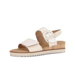 Plateausandaletten Gabor "Plateau Sandale Materialmix Leder", Damen, Gr. 38, beige, Schuhe