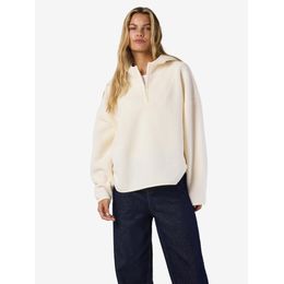 Fleecepullover Noisy may "NMCOZY L/S HALFWAY ZIP SWEATER JRS NOOS", Damen, Gr. L, eggnog, Sweatware, Obermaterial: 100% Polyester, unifarben, relaxed fit normal, Rundhals, Sweatshirts Fleecepullover, Polyester, relaxed fit