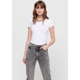 Rundhalsshirt Only "ONLLIVE &ndash; Rundhalsshirt mit figurbetonter Silhouette", Damen, Gr. M, wei&szlig;, Jersey, Obermaterial: 95% Baumwolle, 5% Elasthan, unifarben, sehr figurbetont normal, tiefer Rundhals, Shirts Rundhalsshirt, sehr figurbetont, modisch, Baumwollmischung, Jersey, tiefer Rundhals