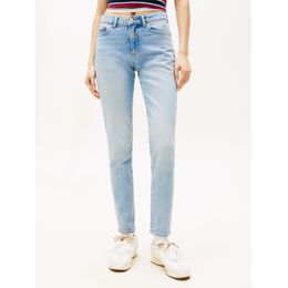 Slim-fit-Jeans Tommy Jeans "TJLUCY MR SLIM", Damen, Gr. 30, L&auml;nge 32, denim light, Denim/Jeans, Obermaterial: 81% Baumwolle, 18% Lyocell, 1% Elasthan, unifarben, slim fit kn&ouml;chellang, Jeans Slim-fit-Jeans