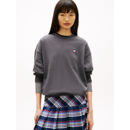 Sweatshirt Tommy Jeans "TJ BADGE CREW", Herren, Gr. L, washed schwarz, Sweatware, Obermaterial: 100% Baumwolle, relaxed fit, Rundhals, B&uuml;ndchen, Sweatshirts Sweatshirt, unisex, relaxed fit