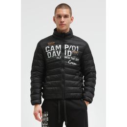 Outdoorjacke CAMP DAVID, Herren, Gr. 4XL, schwarz, Steppware, Material: 100% Polyamid, Futter: 100% Polyester, F&uuml;llung: 100% Polyester, bedruckt, bestickt, regular fit normal, eingesetzt elastischer Bund, Jacken Outdoorjacke, mit elastischem Saumabschluss